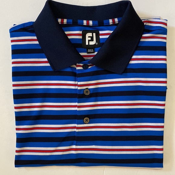 FootJoy | Shirts | Footjoy Fj Mens Striped Golf Polo Shirt Ss Blue Red ...